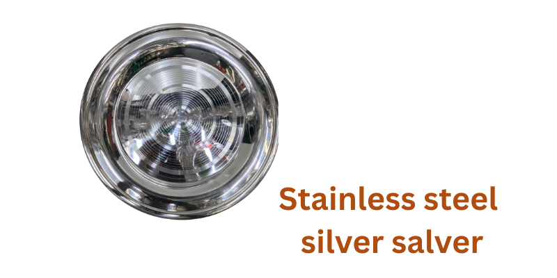 Round Stainless Steel Silver Salver with a Mirror Like Reflection ...