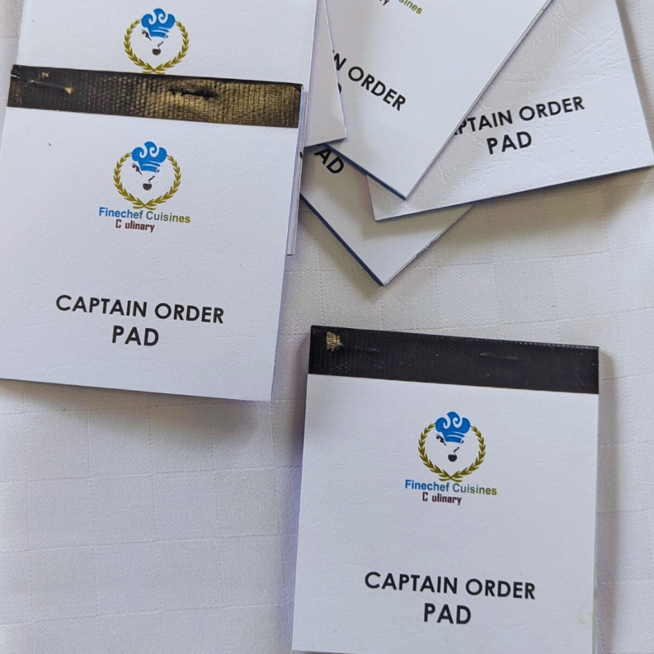 Captain order pad, Writing order book for waiters
